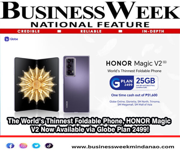 The World’s Thinnest Foldable Phone, HONOR Magic V2 Now Available via Globe Plan 2499 ...